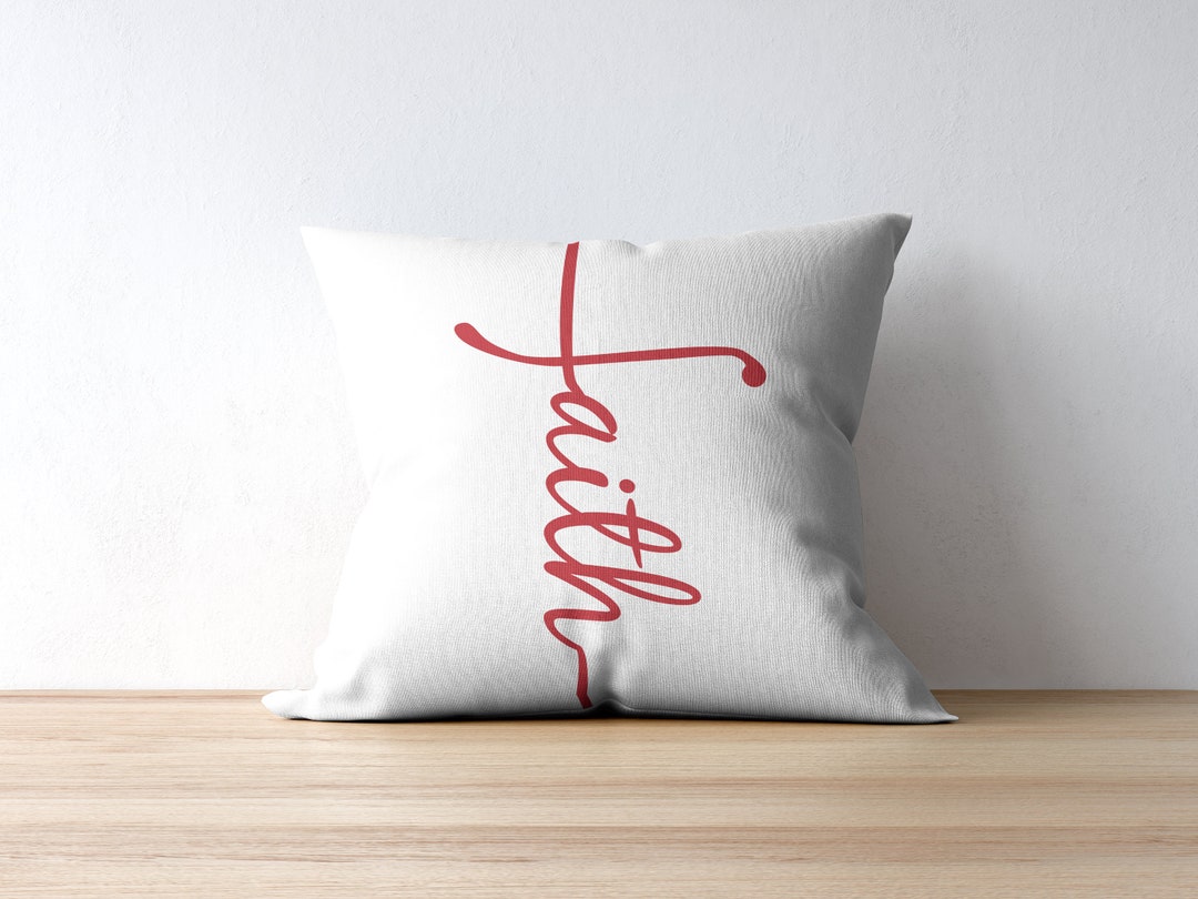 Faith (red Letters) Square Prayer Pillow | Prayer Warrior Room Decor ...