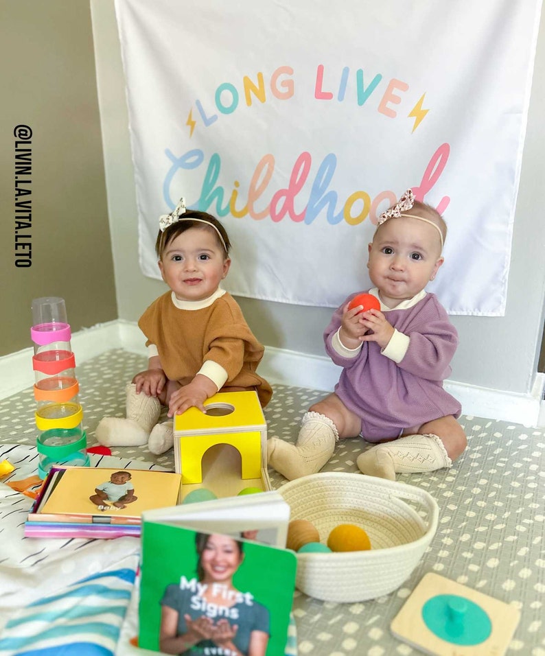 Long Live Childhood Banner (pastel) | Fabric Tapestry | Kids Wall Art ...