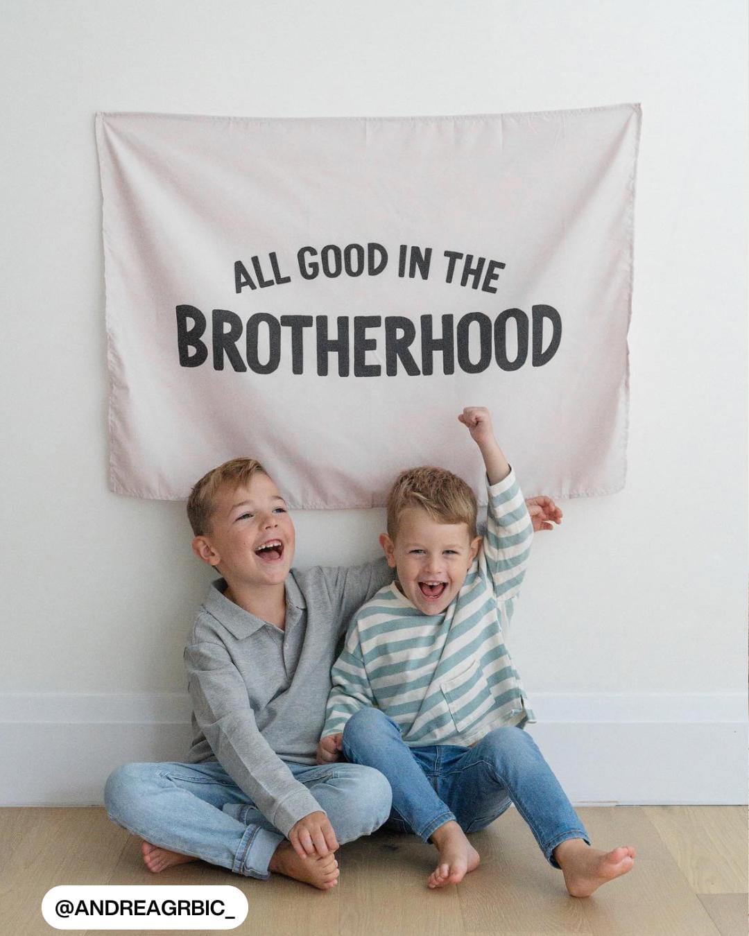 All Good in the Brotherhood Banner | Fabric Tapestry | Kids Wall Art ...