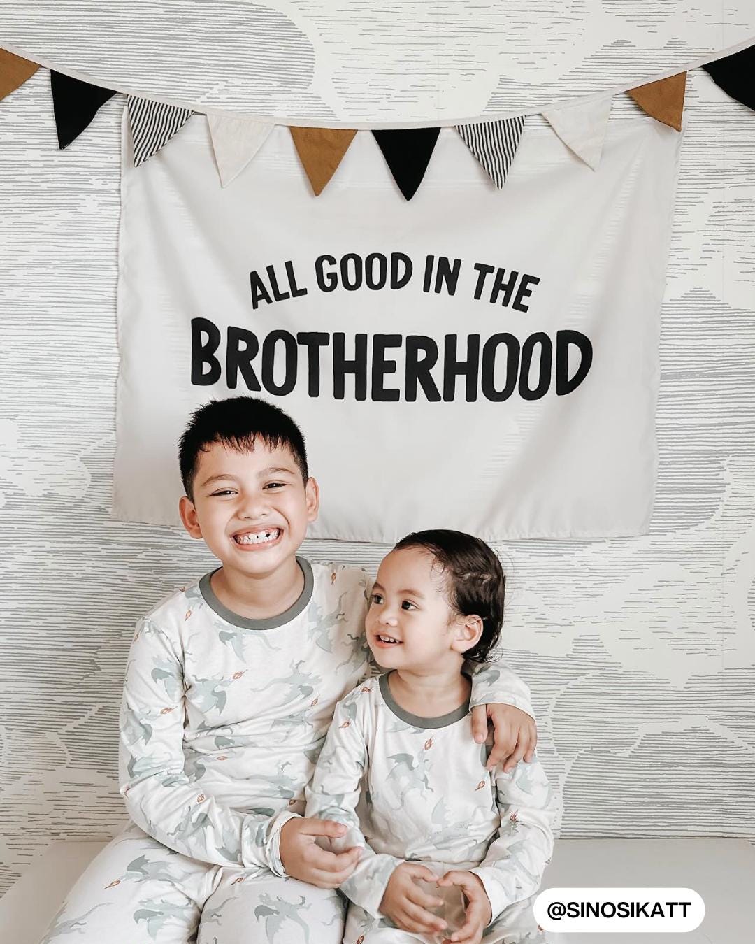 All Good in the Brotherhood Banner | Fabric Tapestry | Kids Wall Art ...