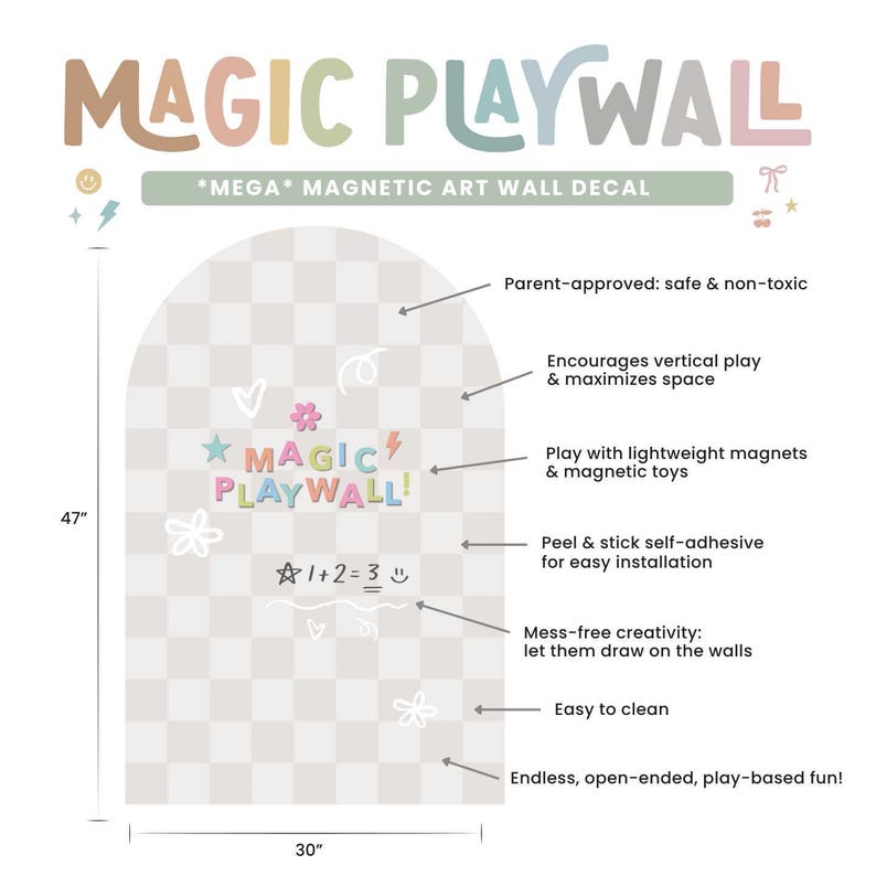 MEGA Checkered Magic Playwall - Arch Magnetic Wall Decal for Kids ...