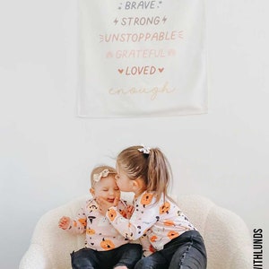 Affirmations Banner (muted Rainbow) | Fabric Tapestry | Kids Wall Art & Bedroom/playroom Decor ...