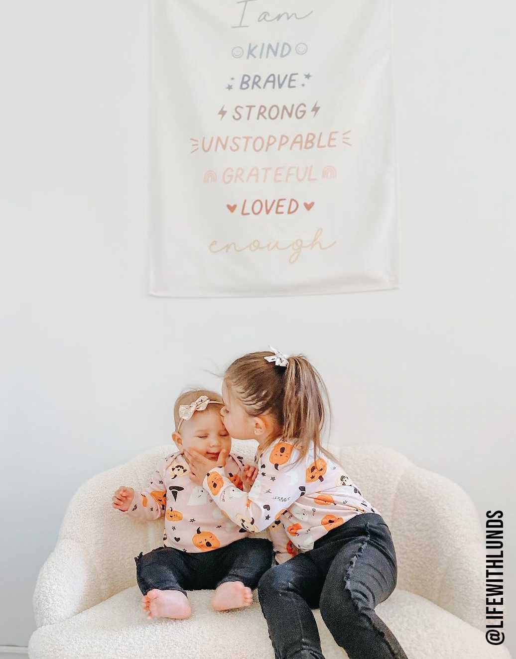 Affirmations Banner muted Rainbow Fabric Tapestry Kids Wall Art & Bedroom/playroom Decor ...