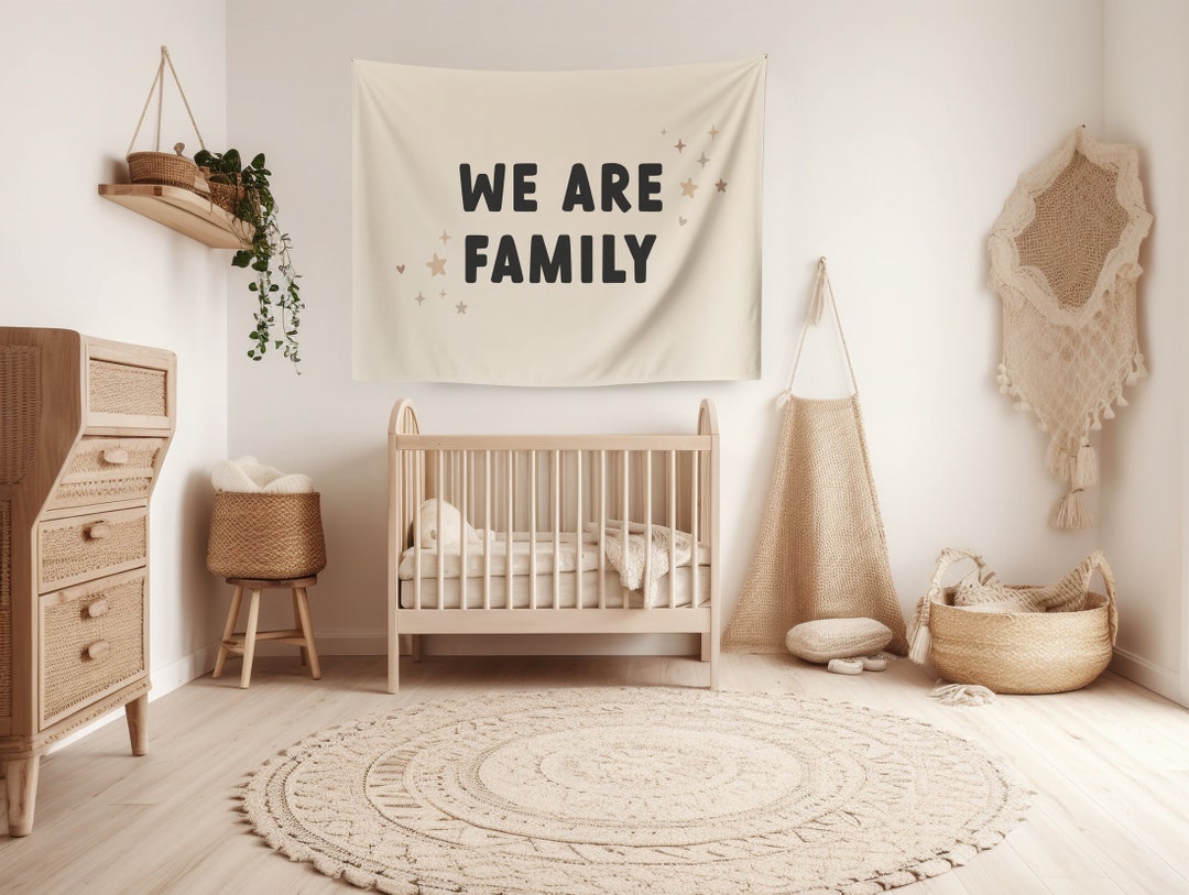 We Are Family Banner (neutral) | Wall Tapestry | Baby Announcement ...