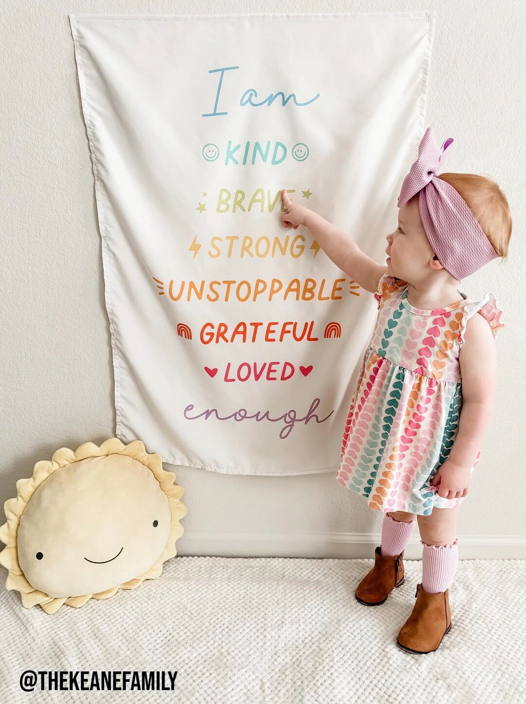 Affirmations Banner (bright Rainbow) | Fabric Tapestry | Kids Wall Art ...