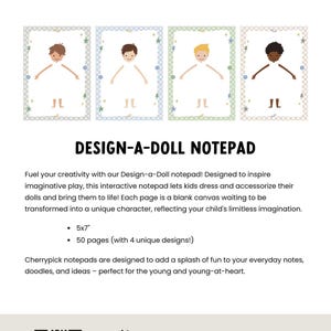 Design-a-doll Boys Pretend Play Notepad | Pretend Play Notepads for ...