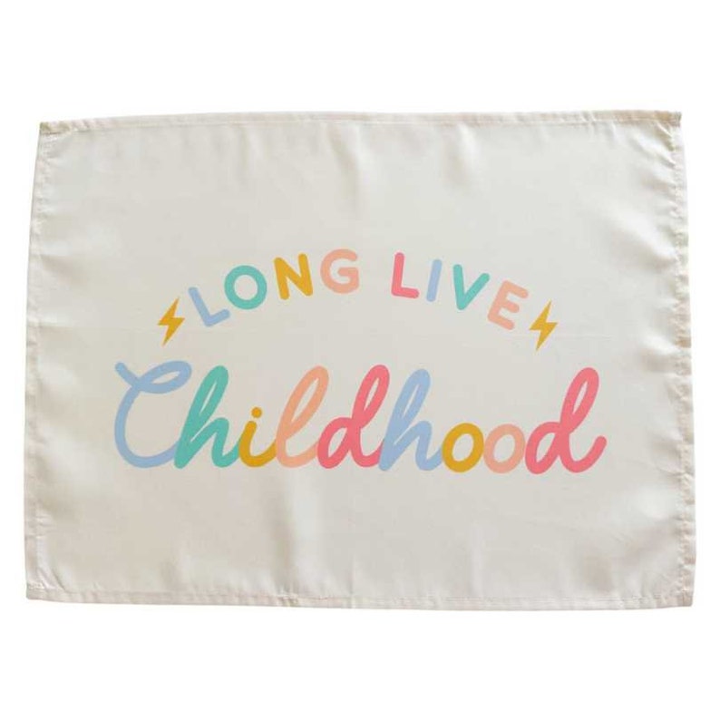 Long Live Childhood Banner (pastel) | Fabric Tapestry | Kids Wall Art ...
