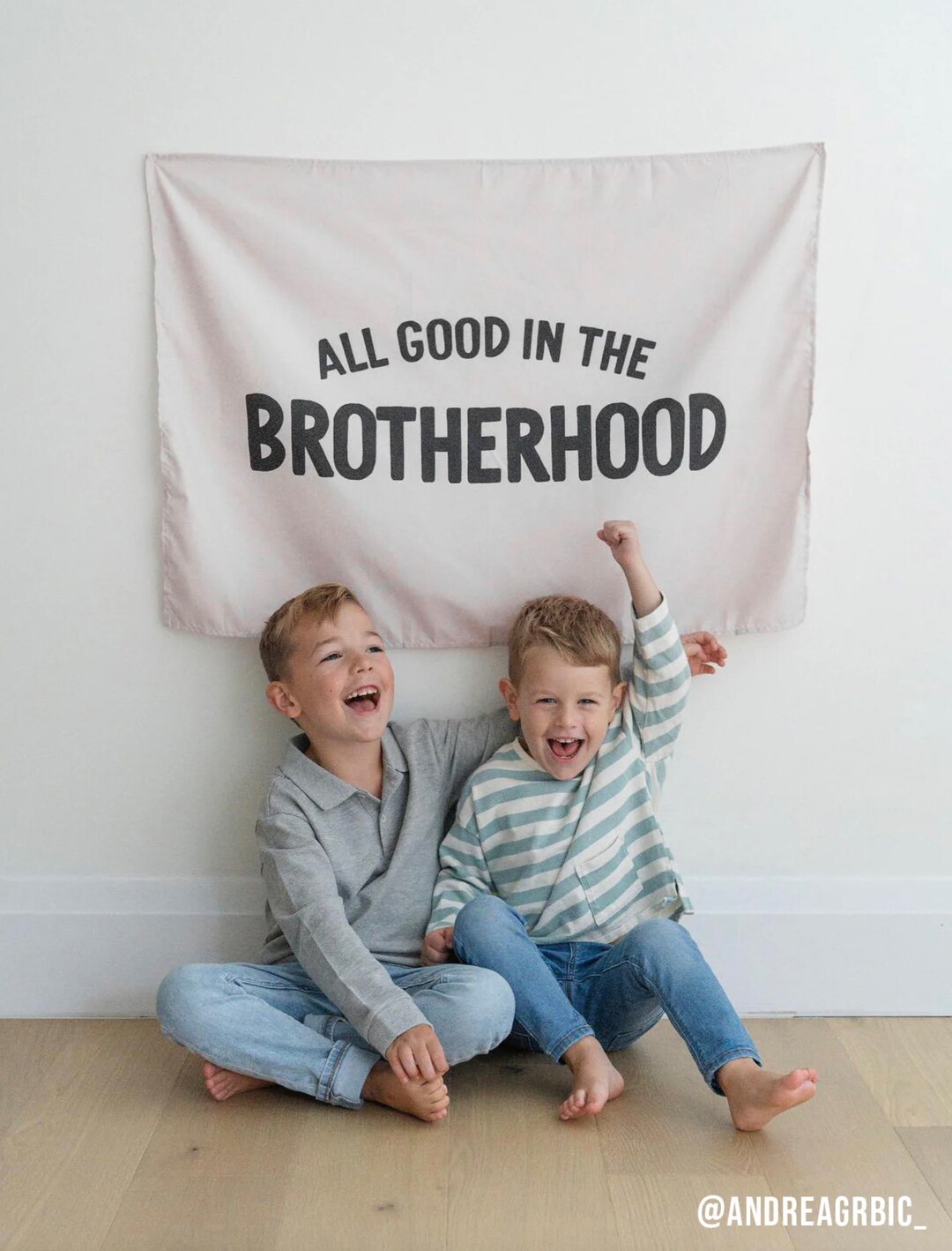 All Good in the Brotherhood Banner | Fabric Tapestry | Kids Wall Art ...