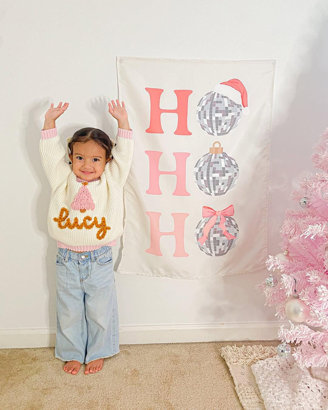 Ho Ho Ho Disco Ball Banner - Christmas Girls Banner - Xmas Holiday ...