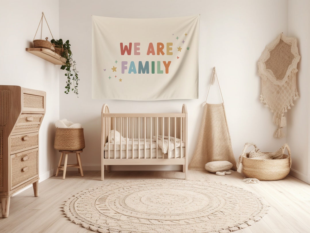 We Are Family Banner (rainbow) | Wall Tapestry | Baby Announcement ...