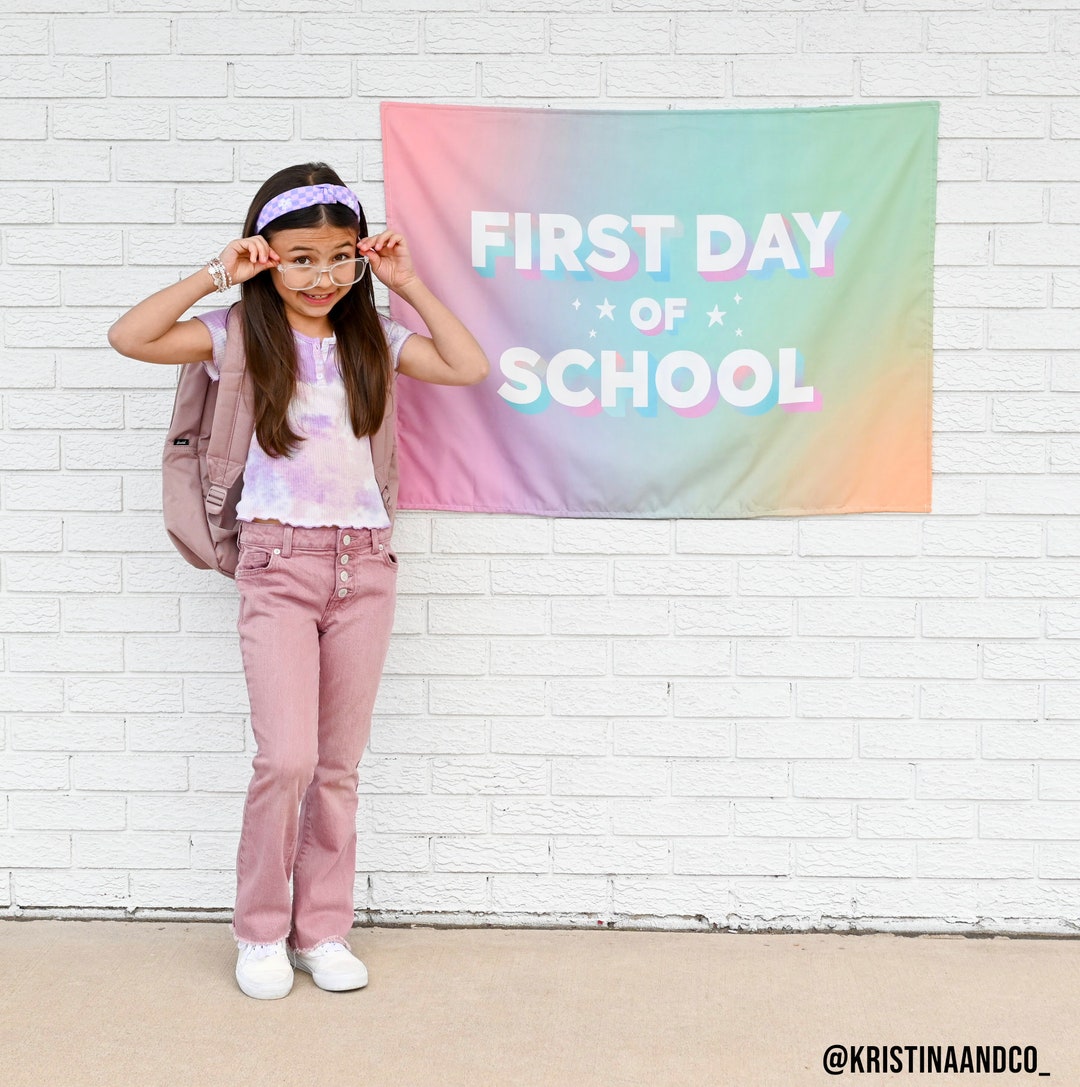 First / Last Day of School rainbow Reversible Banner Kids First Day ...