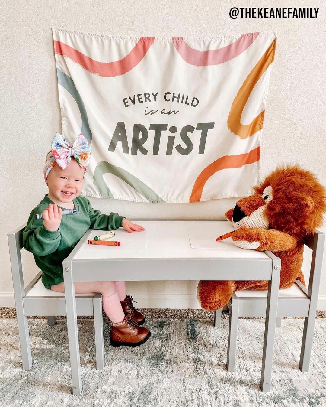 Every Child is an Artist Banner colour Fabric Tapestry Kids Wall Art ...