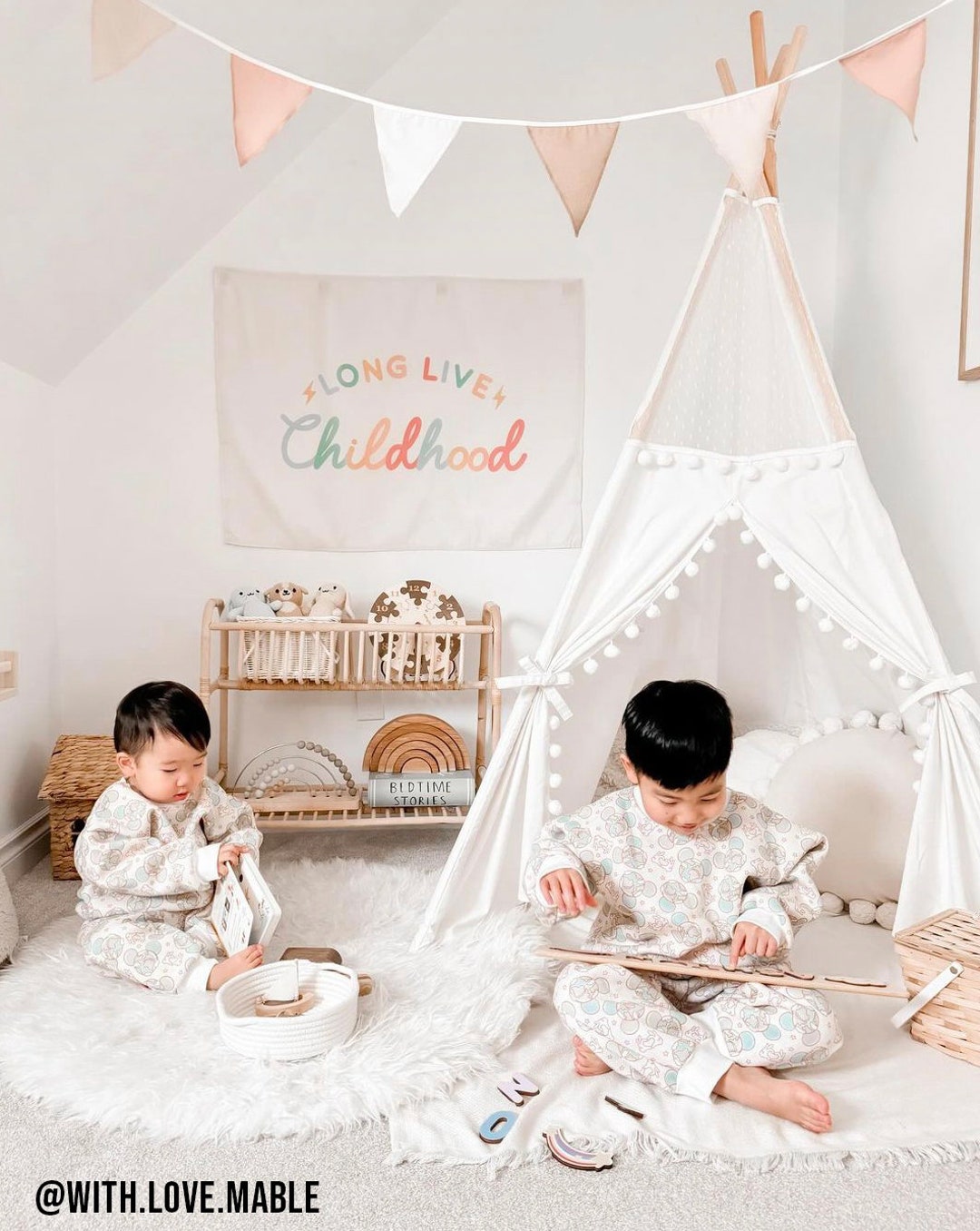 Long Live Childhood Banner (pastel) | Fabric Tapestry | Kids Wall Art ...