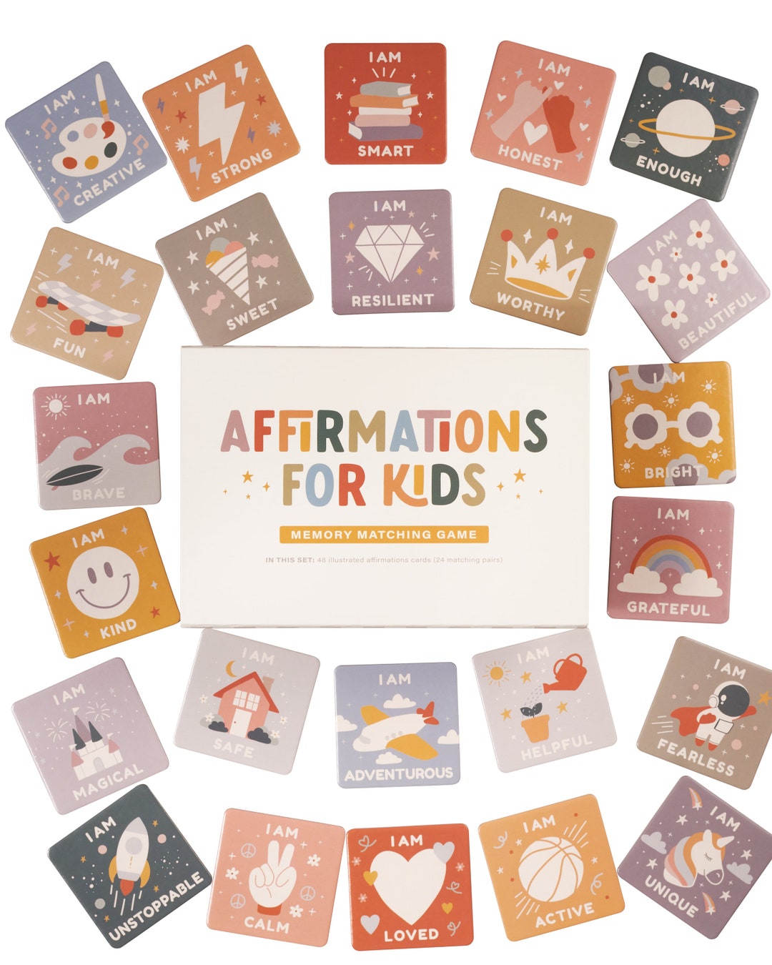 Affirmations for Kids Memory Matching Game | I Am Positive Affirmations ...