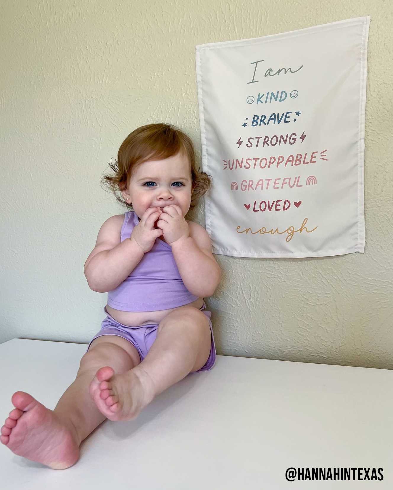 Affirmations Banner muted Rainbow Fabric Tapestry Kids Wall Art & Bedroom/playroom Decor ...