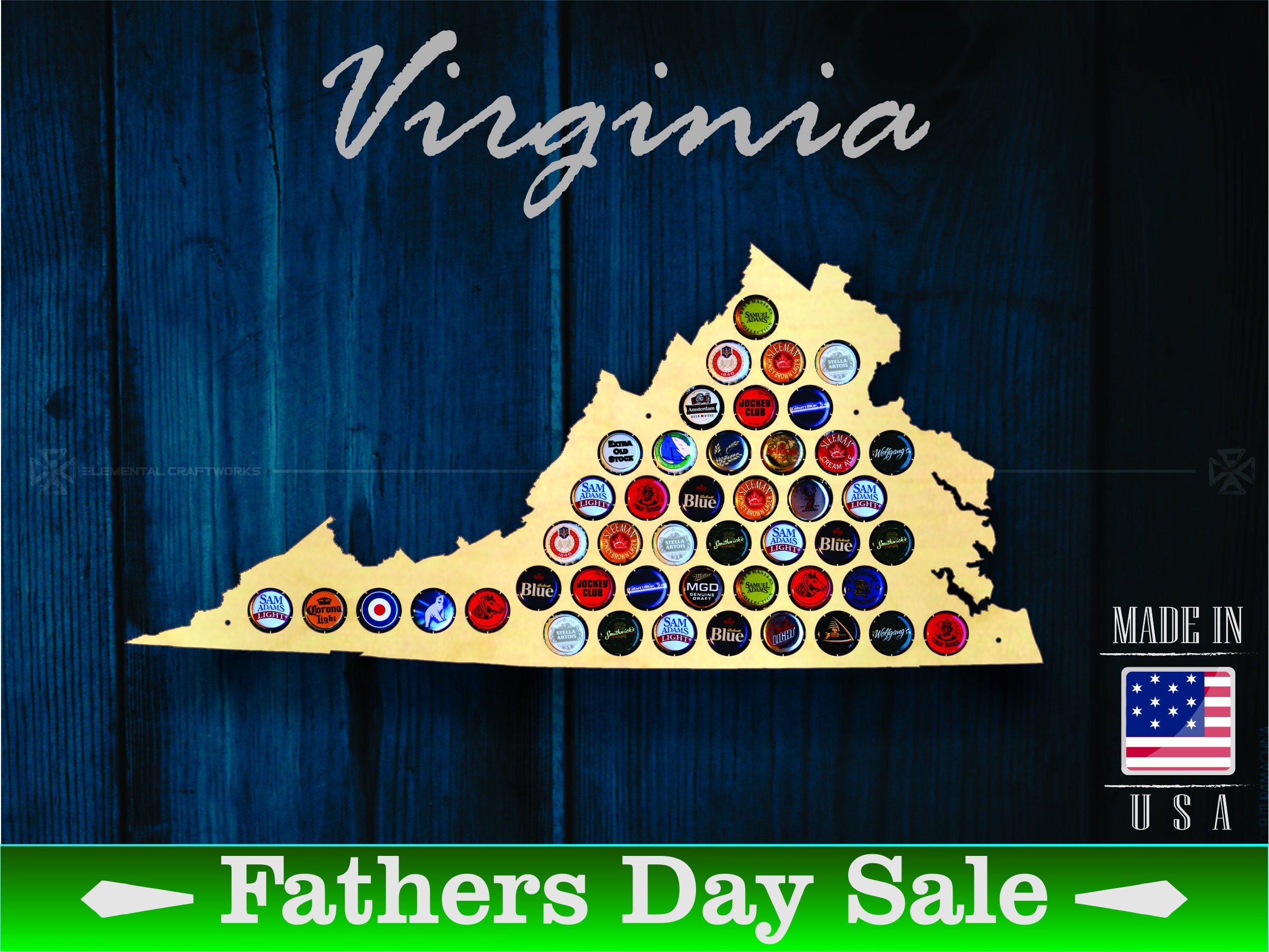 Virginia Beer Cap Map VA Beer Cap Holder Beer Cap Display - Etsy