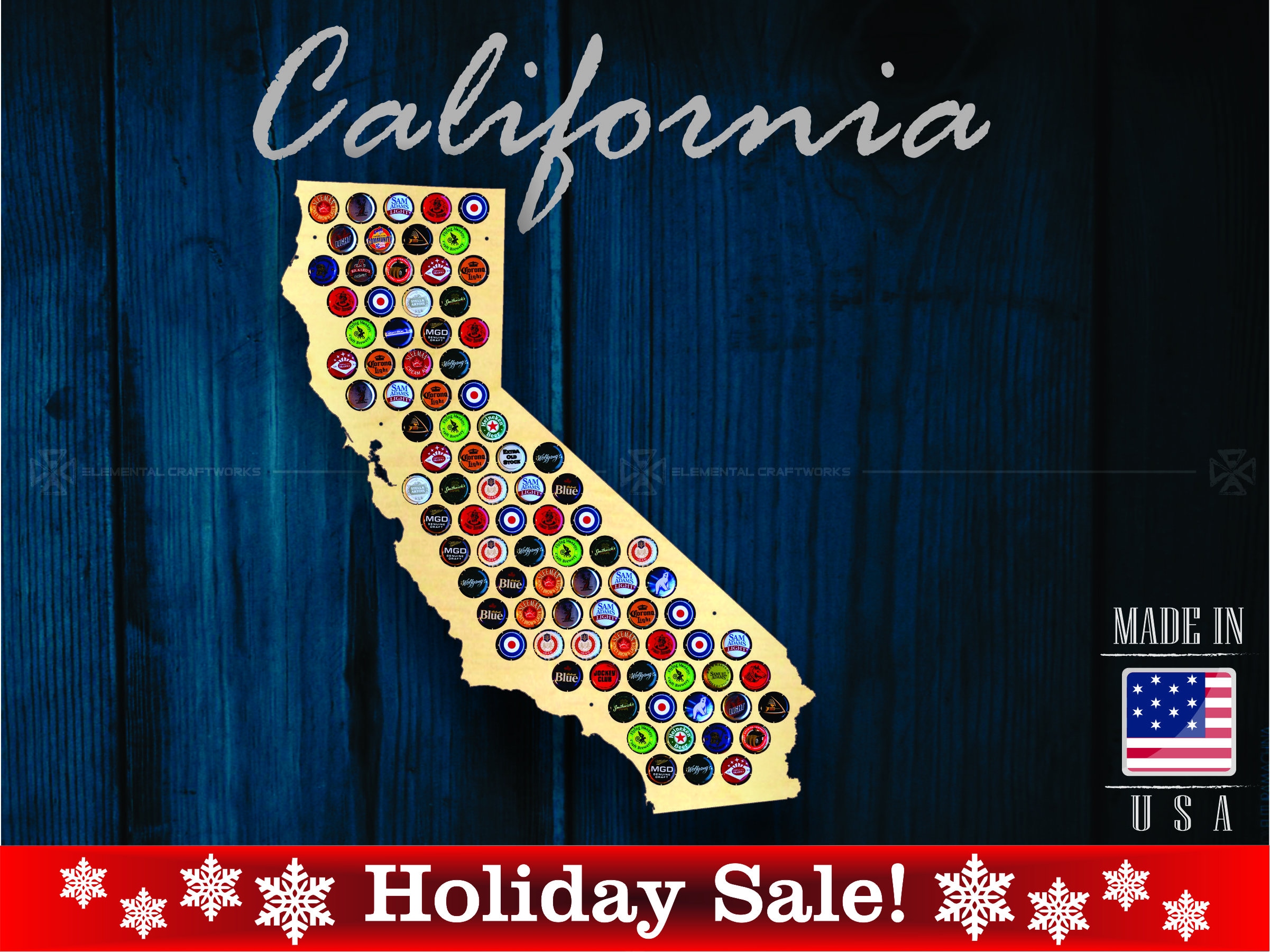 California Beer Cap Map CA Beer Cap Holder Beer Cap Display - Etsy