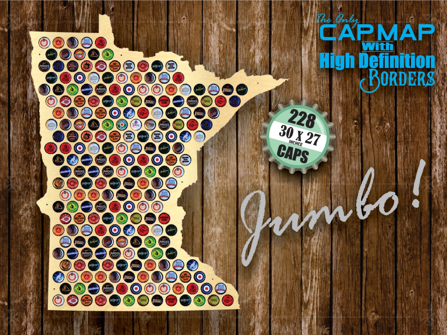 Minnesota Beer Cap Map MN - Beer Cap Holder Beer Cap Display Gift for ...