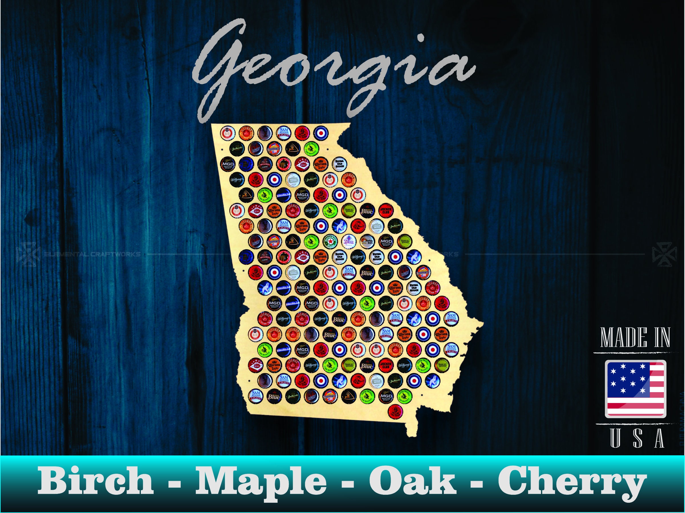 Georgia Beer Cap Map GA Beer Cap Holder Beer Cap Display - Etsy