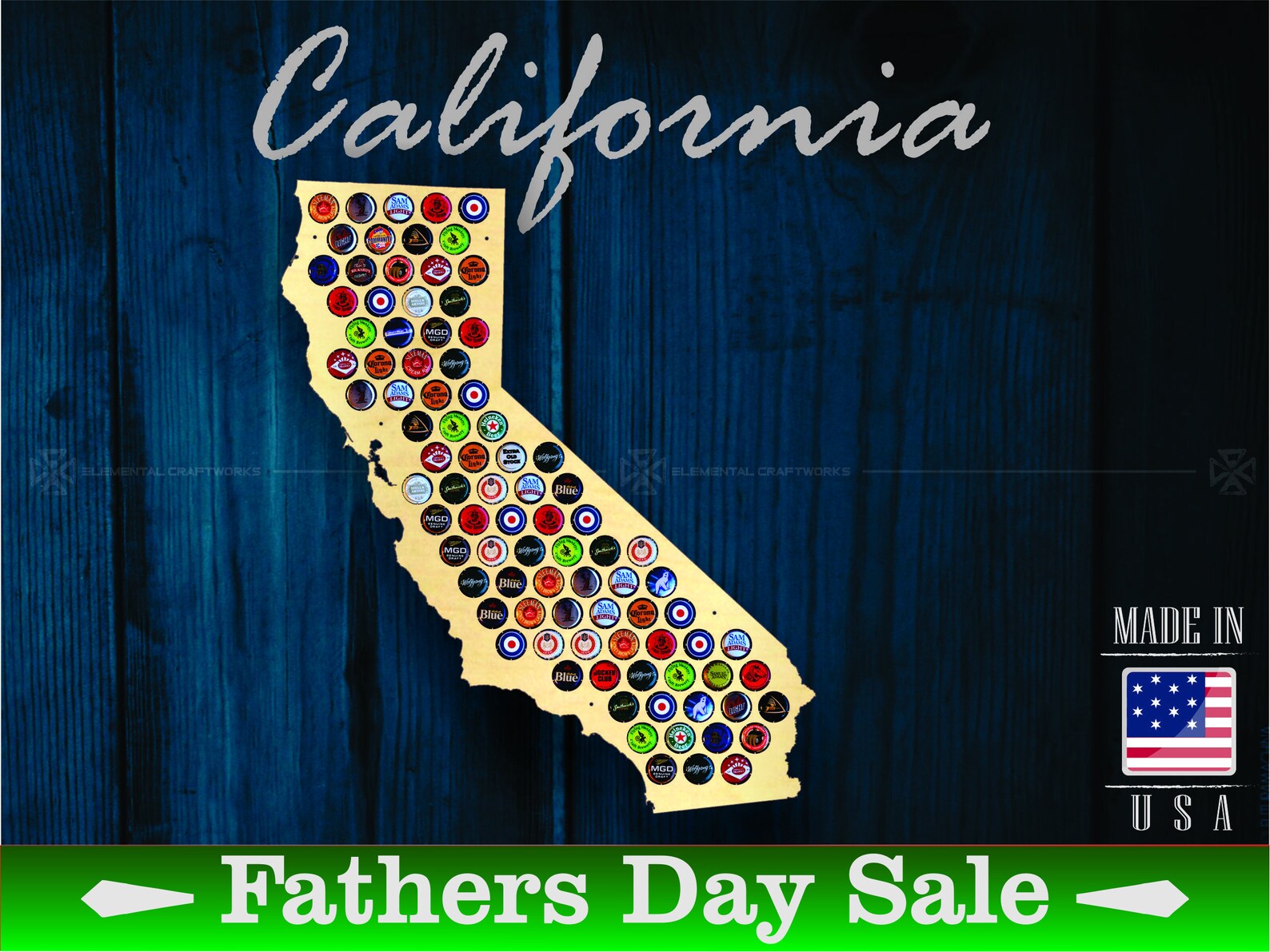 California Beer Cap Map CA Beer Cap Holder Beer Cap Display - Etsy