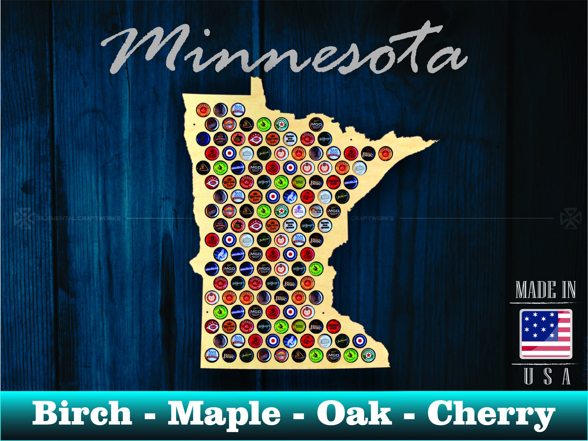 Minnesota Beer Cap Map MN - Beer Cap Holder Beer Cap Display Gift for ...