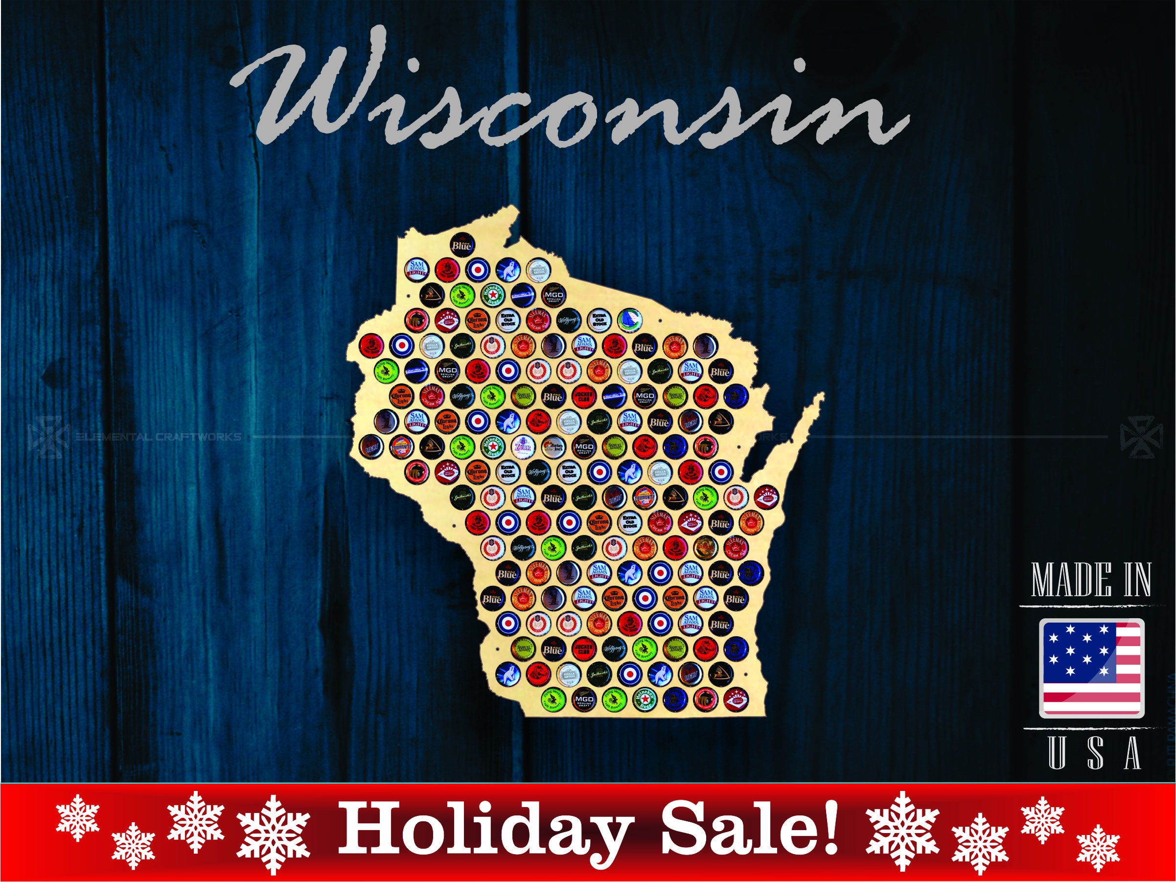 Wisconsin Beer Cap Map WI - Beer Cap Holder Beer Cap Display Gift for ...