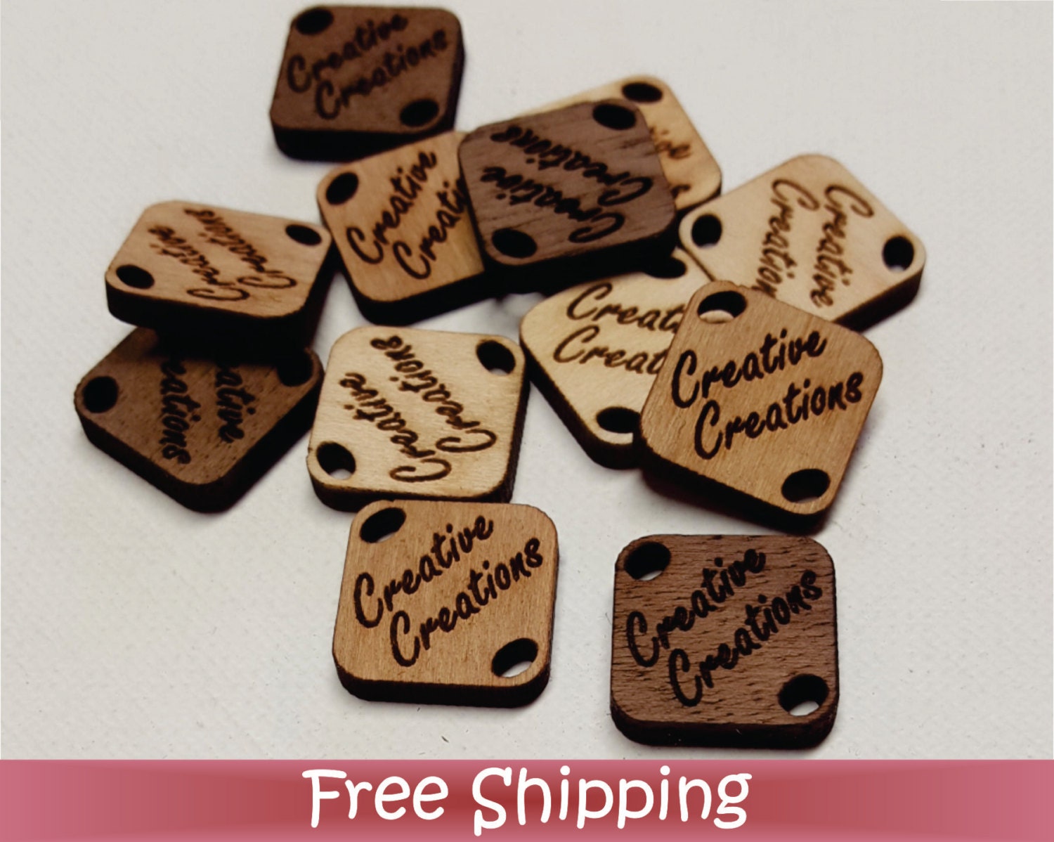 50 Custom Wood Tags .63 x .63 Dual Hole | Etsy