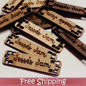50 Custom Wood Tags - 2" X .5" Dual Hole Design - Laser Cut & Engraved ...