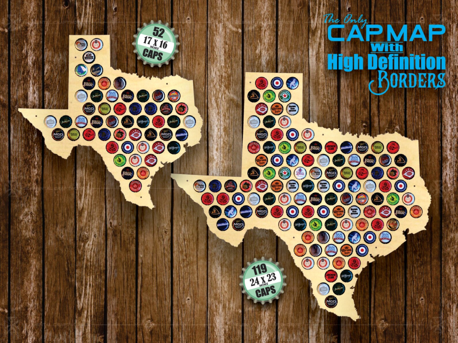 Texas Beer Cap Map TX - Beer Cap Holder Beer Cap Display Gift for Him ...