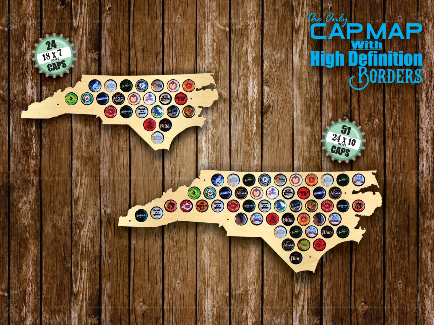 North Carolina Beer Cap Map NC Beer Cap Holder Beer Cap | Etsy
