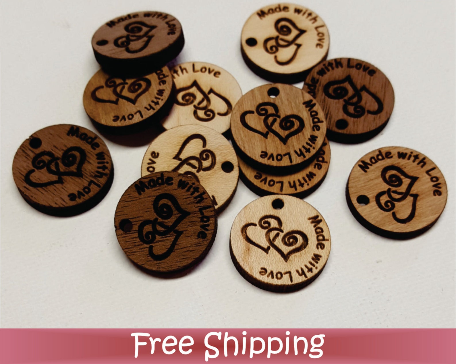 50 Custom Wood Tags .75 Diameter Single Hole Circle | Etsy