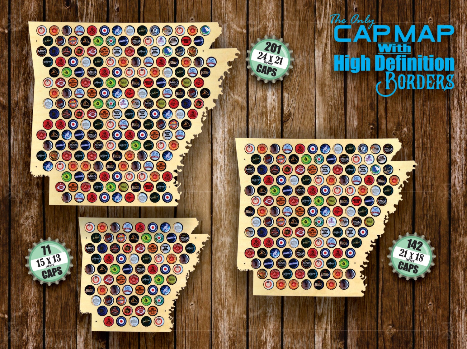 Arkansas Beer Cap Map AR Beer Cap Holder Beer Cap Display | Etsy