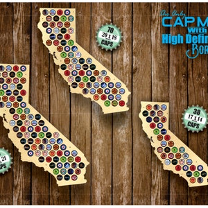California Beer Cap Map CA - Beer Cap Holder Beer Cap Display Gift for ...