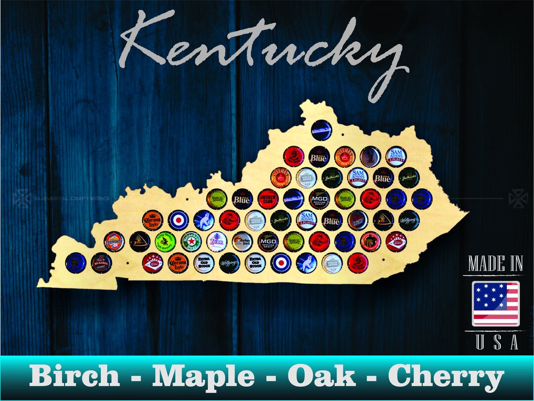 Kentucky Beer Cap Map KY Beer Cap Holder Beer Cap Display Gift for Him ...