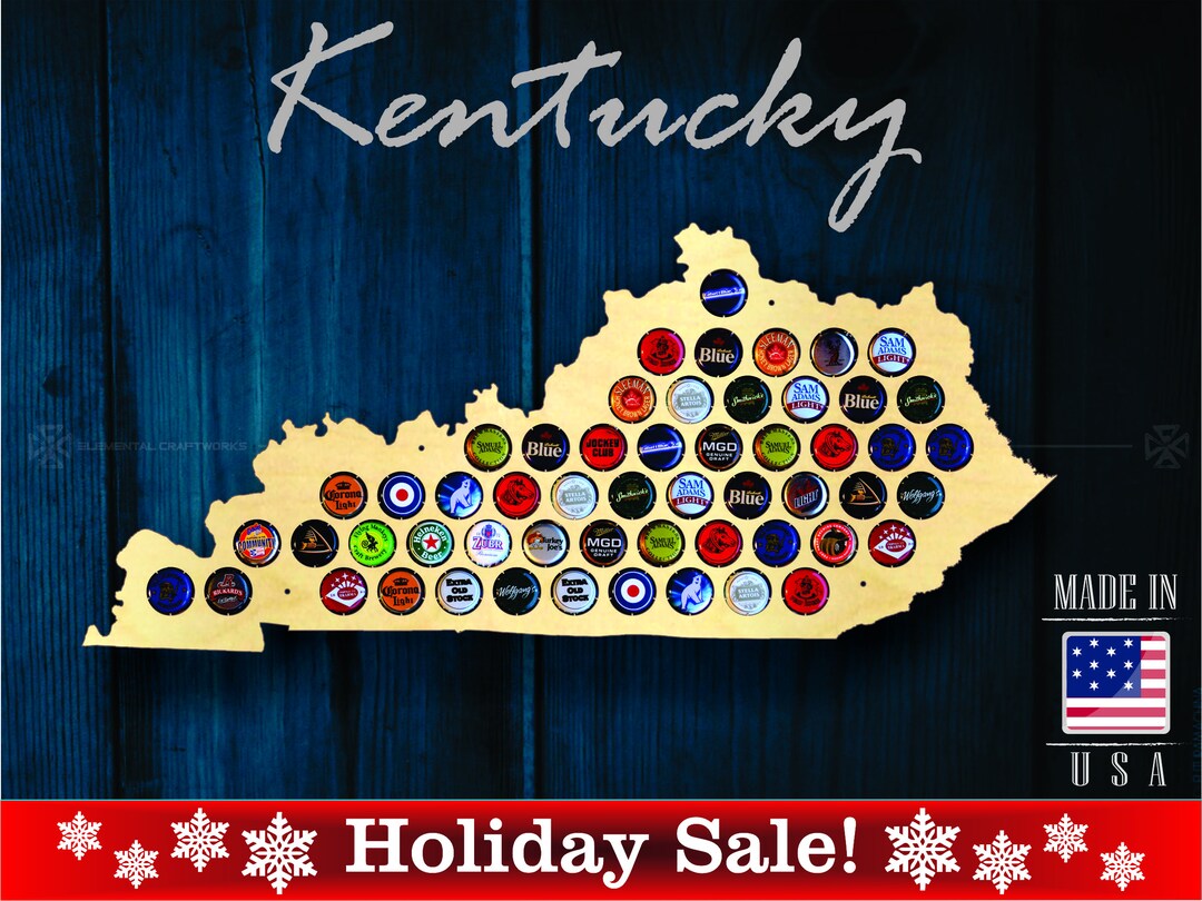 Kentucky Beer Cap Map KY - Beer Cap Holder Beer Cap Display Gift for ...