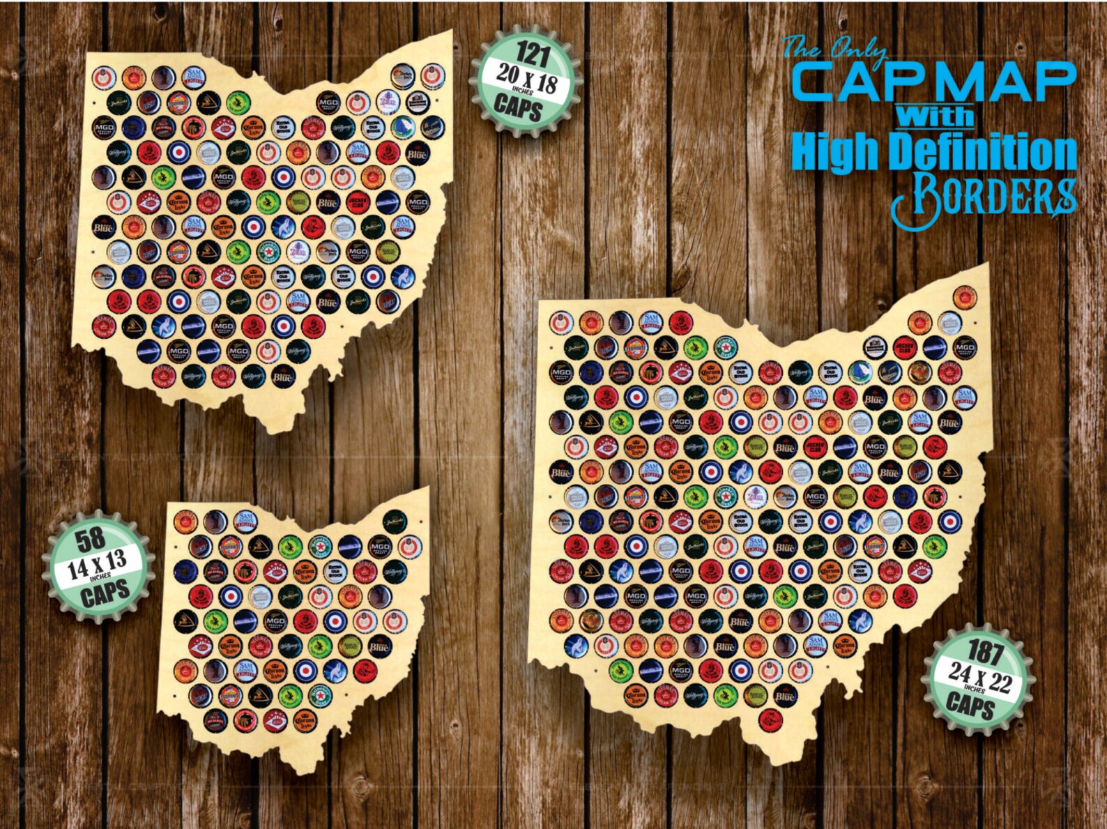 Ohio Beer Cap Map OH Beer Cap Holder Beer Cap Display Gift - Etsy