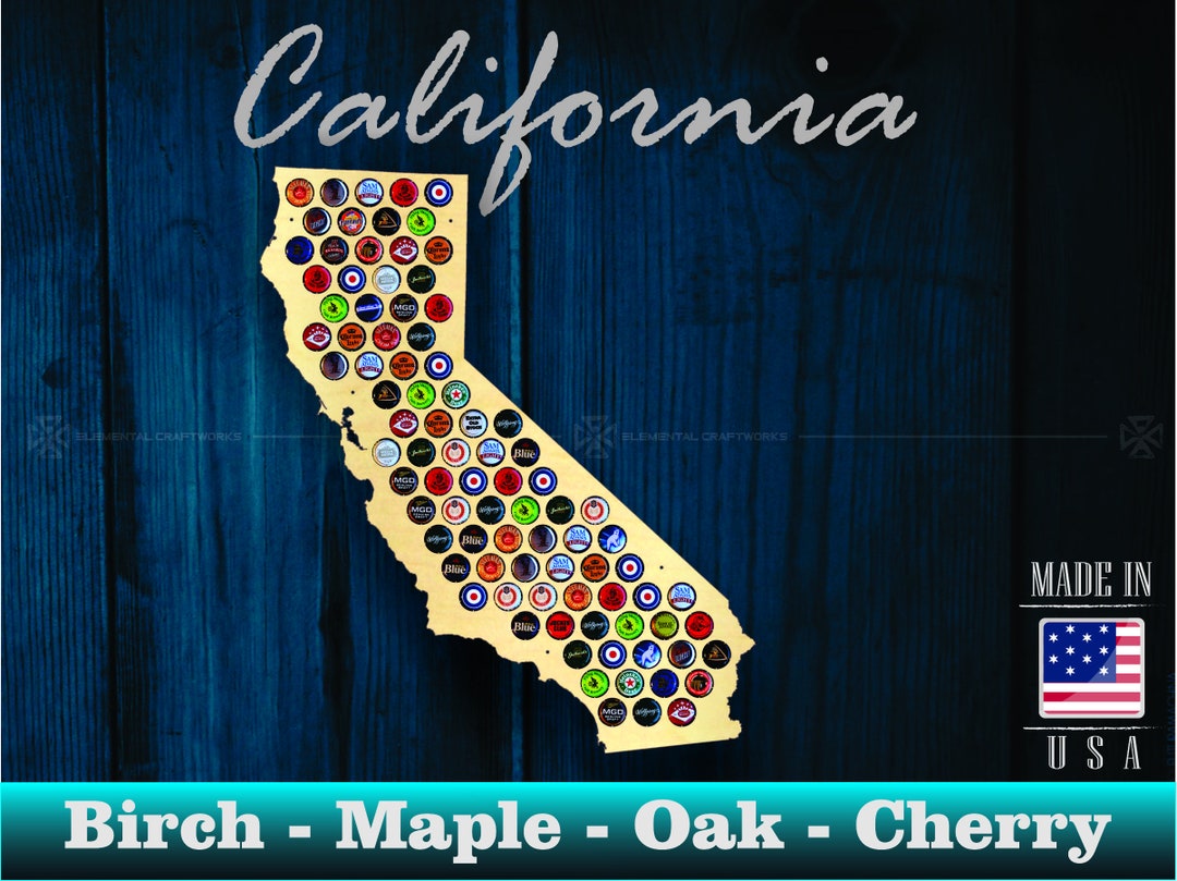 California Beer Cap Map CA Beer Cap Holder Beer Cap Display Gift for ...