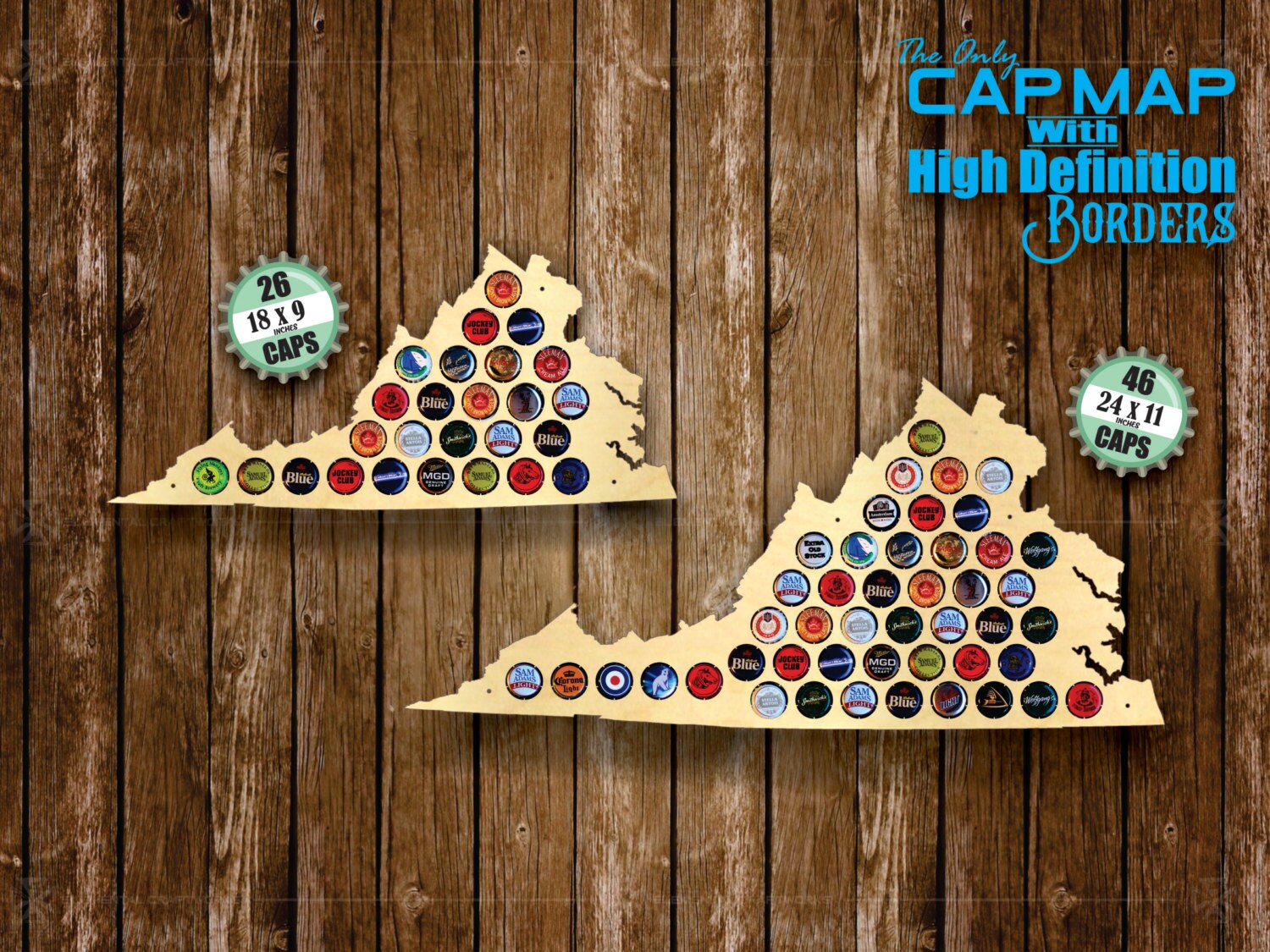 Virginia Beer Cap Map VA Beer Cap Holder Beer Cap Display - Etsy
