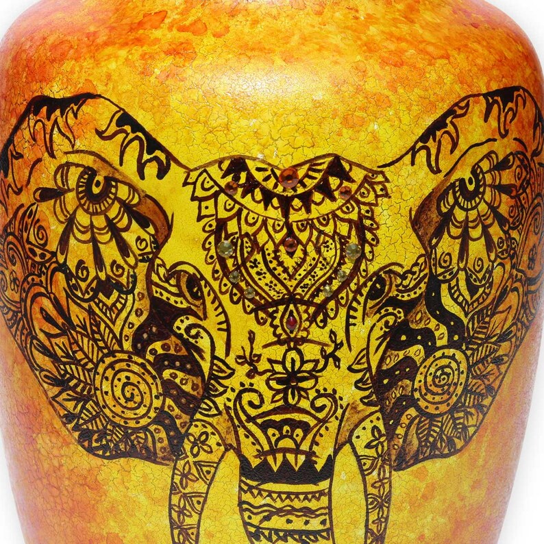 Elephant Cremation Urn Hand Painted Urn Henna Cremation Urn - Etsy