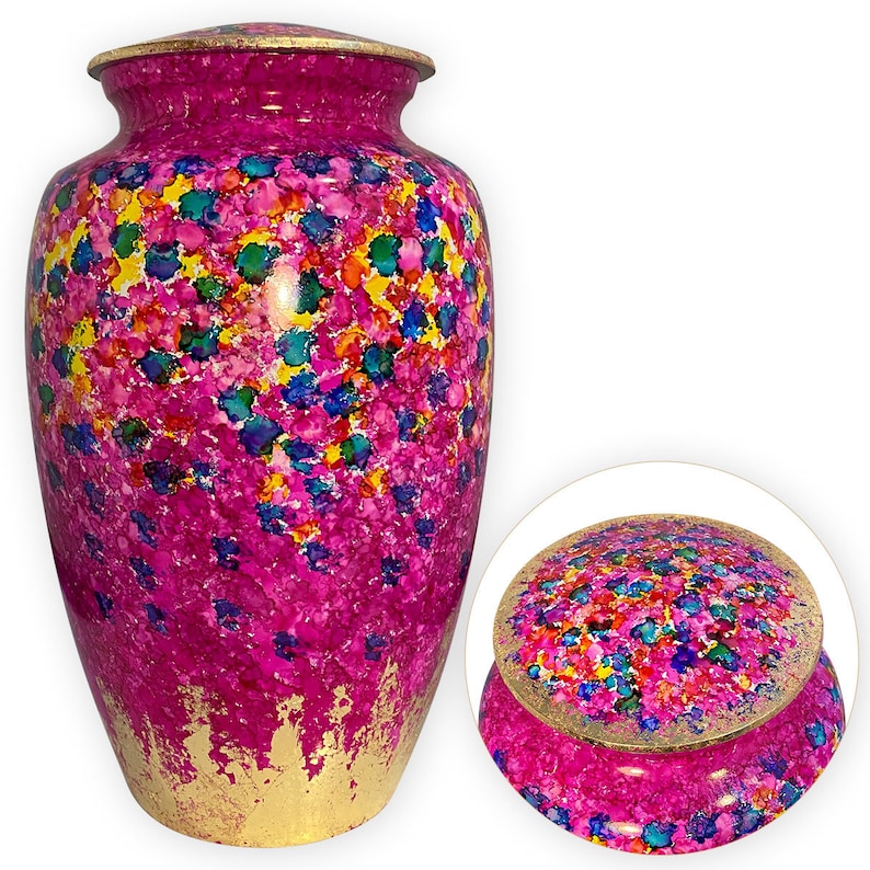 Hand Painted Urn Kaleidoscope Urn Watercolor Urn Painted - Etsy