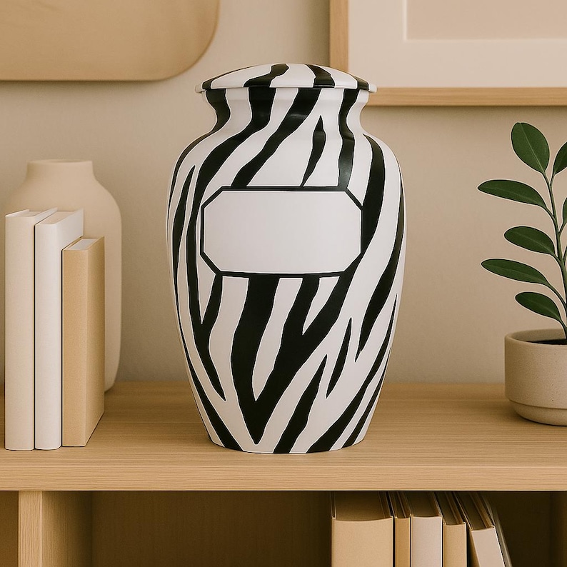 Hand Painted Zebra Print Cremation Urn: Personalized Memorial - Etsy
