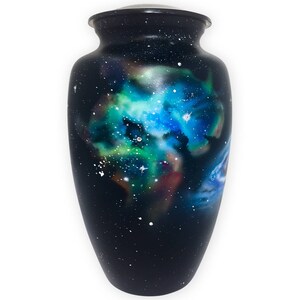 Hand Painted Space Cremation Urn With Crystals: Galaxy Memorial - Etsy