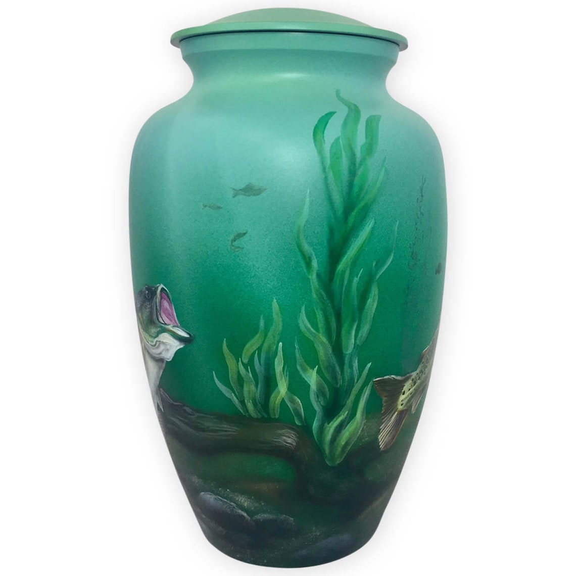 Fish Cremation Urn Hand Painted Urn Angler Cremation Urn - Etsy