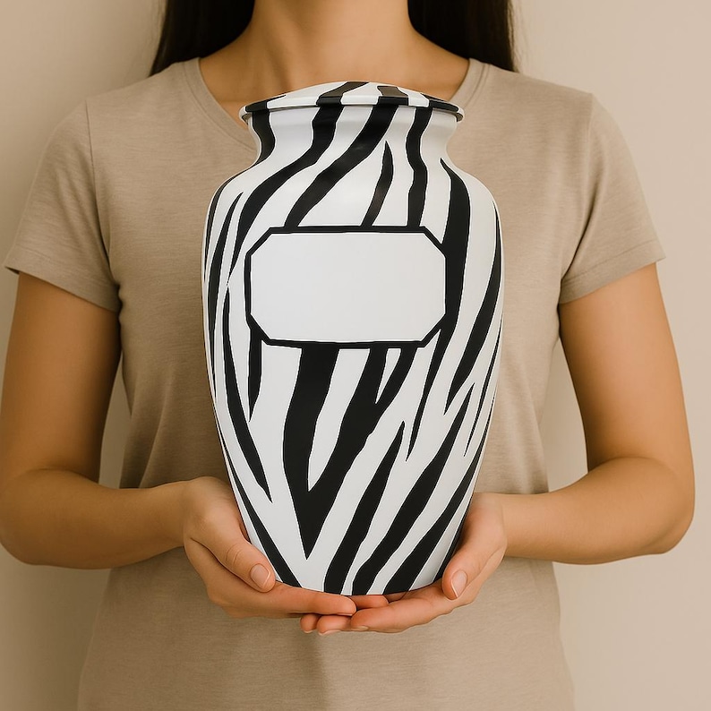 Hand Painted Zebra Print Cremation Urn: Personalized Memorial - Etsy