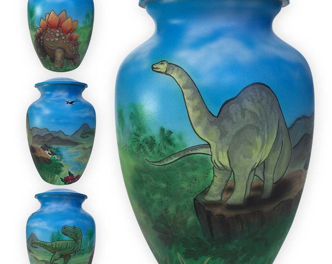 Dinosaur Urn, Jurassic Memorial, T-rex Urn, Hand Painted Child Urn ...