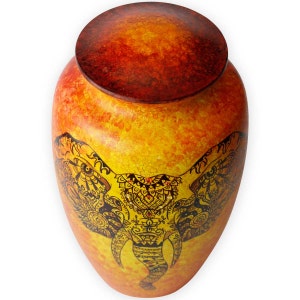 Elephant Cremation Urn, Hand Painted Urn, Henna Cremation Urn, Unique ...