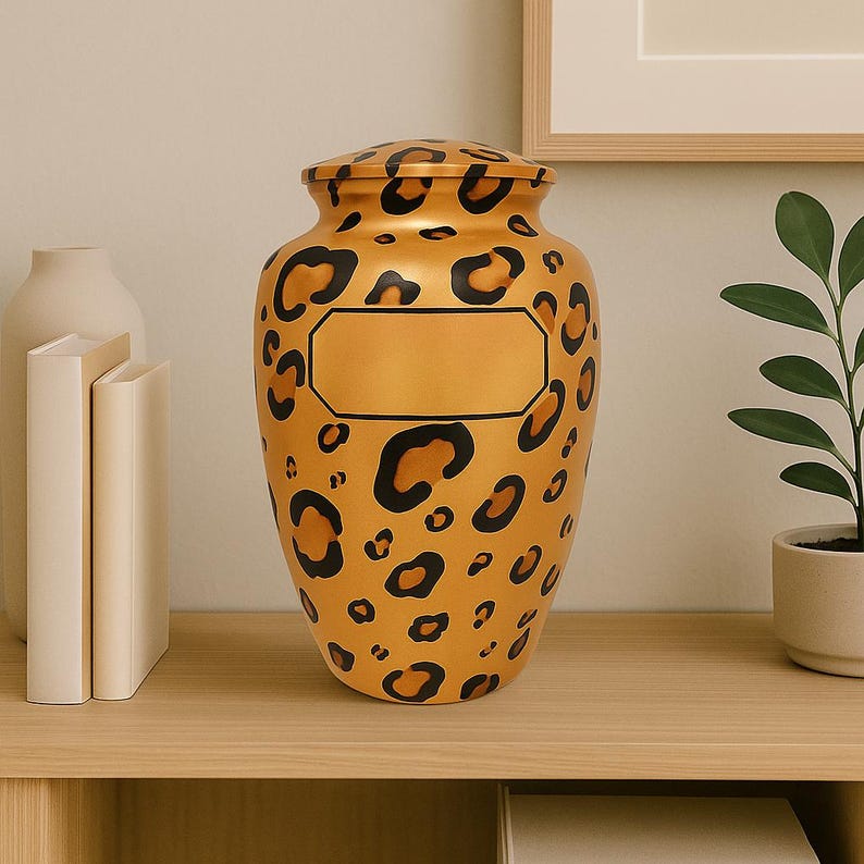Hand Painted Leopard Print Cremation Urn: Personalized Memorial - Etsy
