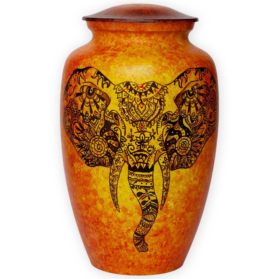 Elephant Cremation Urn Hand Painted Urn Henna Cremation Urn - Etsy
