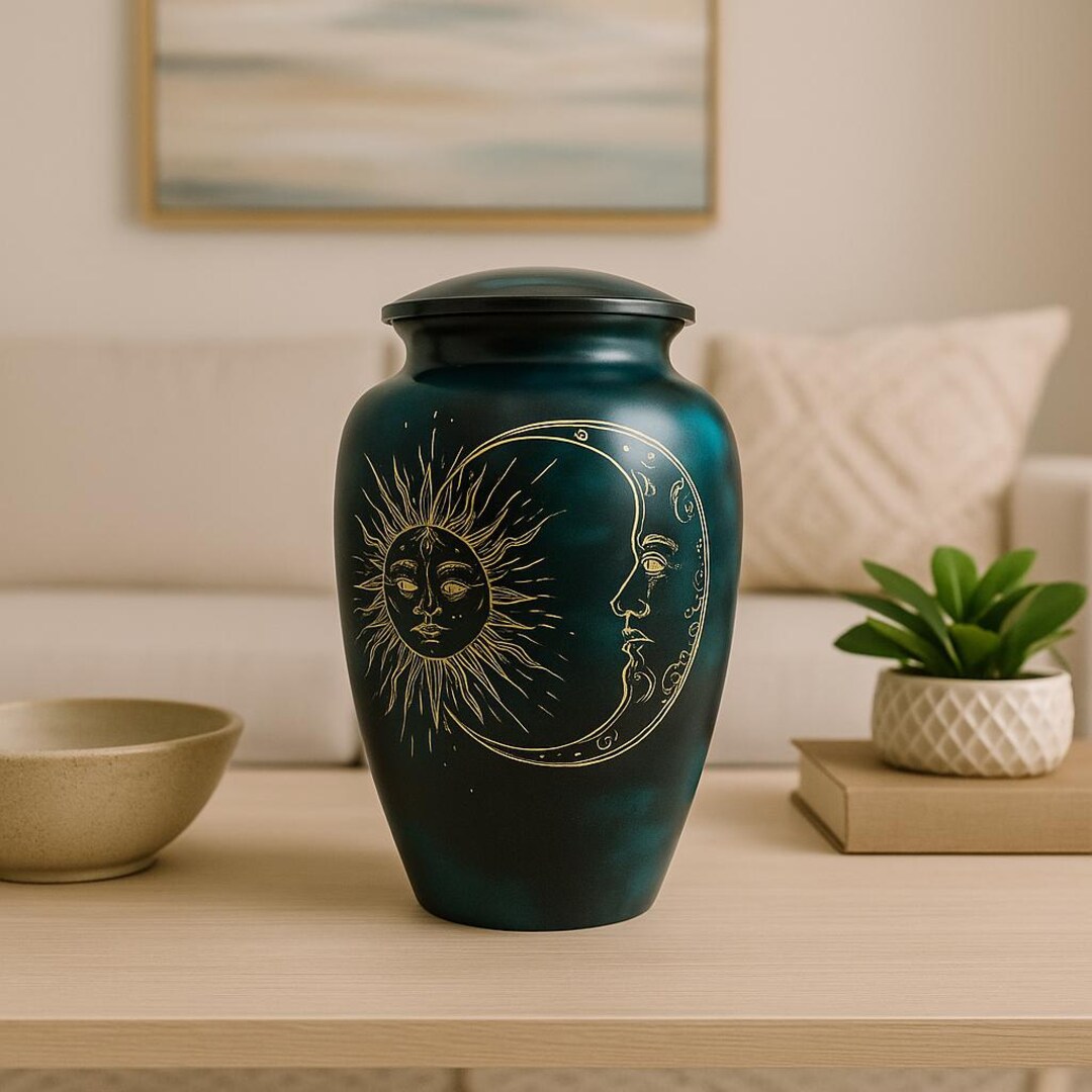 Hand Painted Sun and Moon Cremation Urn: Celestial Memorial - Etsy