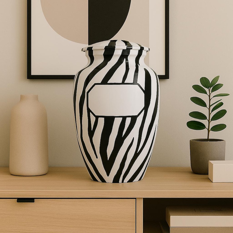 Hand Painted Zebra Print Cremation Urn: Personalized Memorial - Etsy